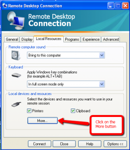 Share your local drives with a Remote Desktop Connection